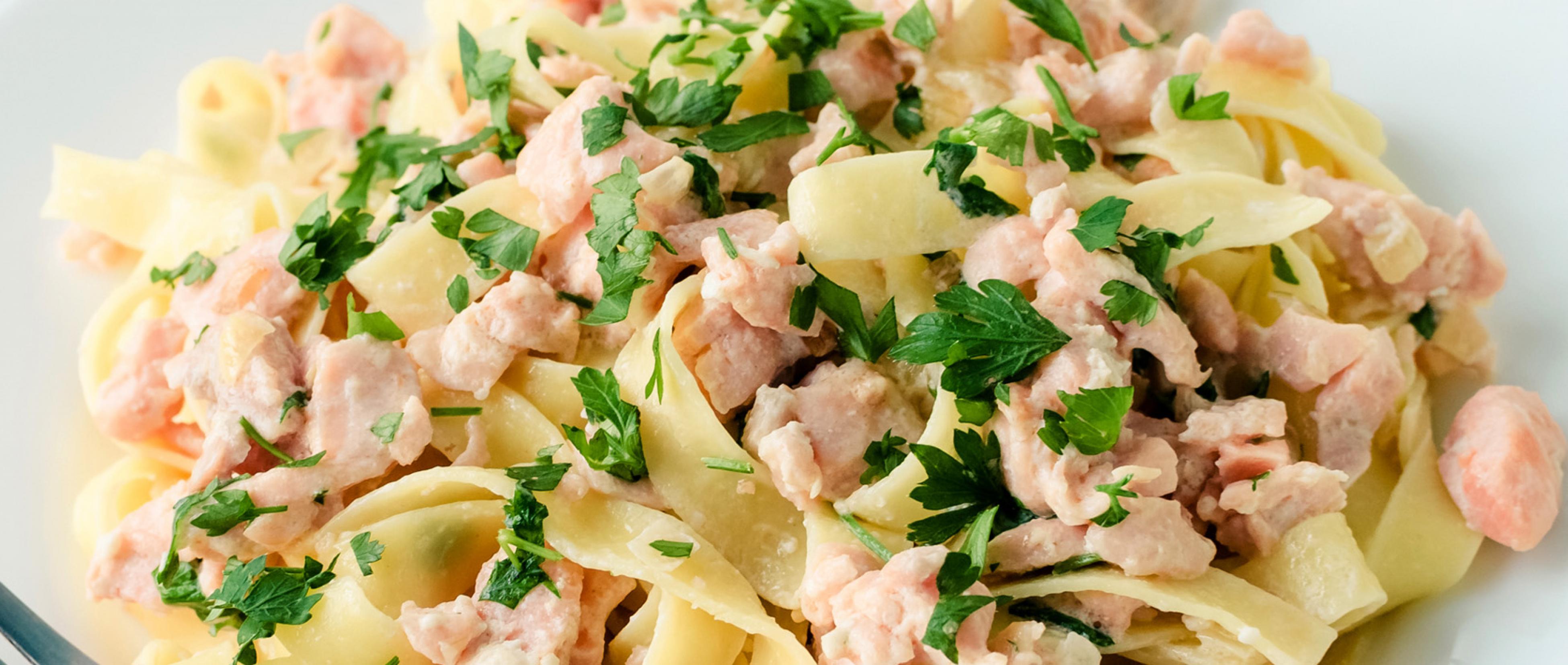 Pasta met zalm, prei en mascarpone | Alvo